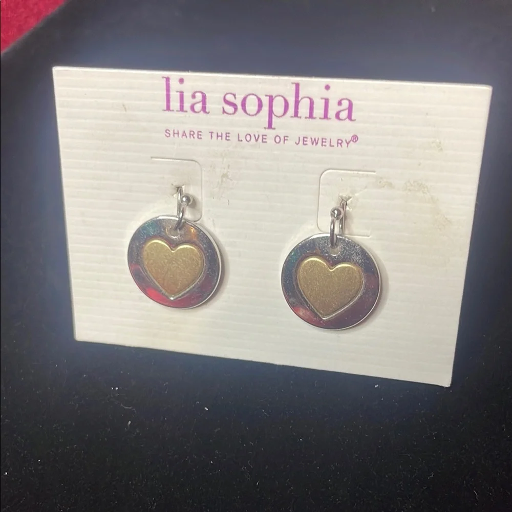 Lia Sophia | Jewelry | Lia Sophia Silver And Gold Heart Earrings | Poshmark